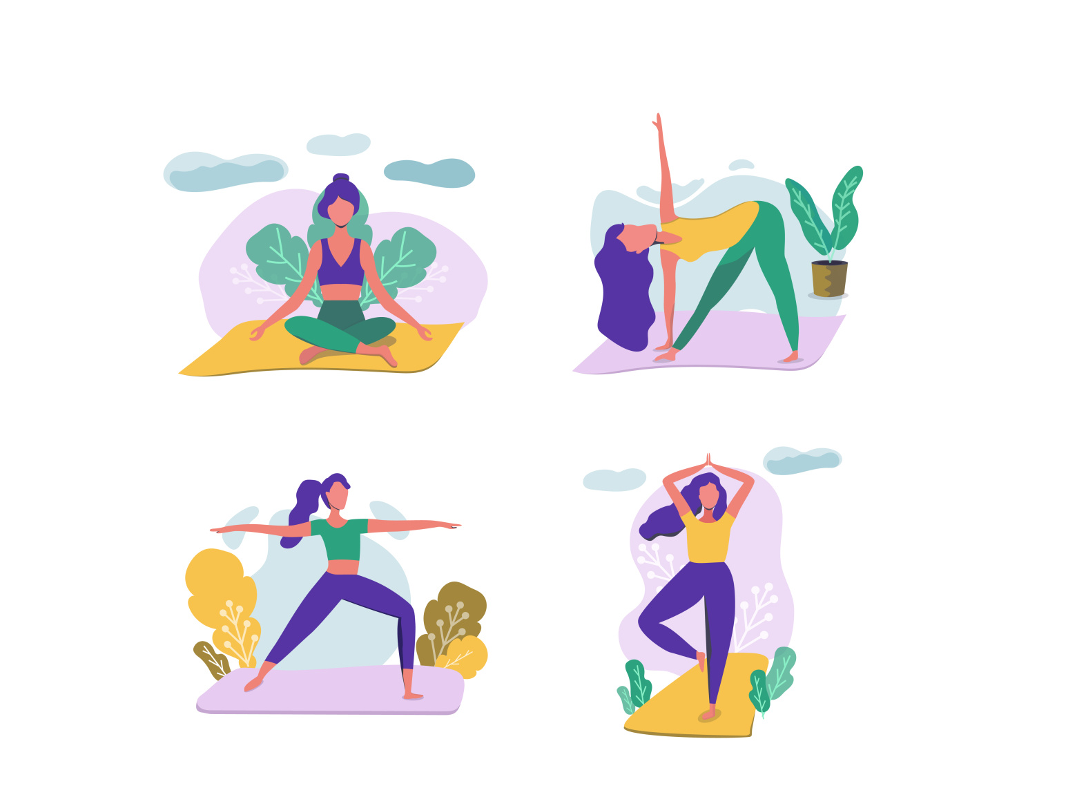 Yoga girls vector illustration by Diana V. on Dribbble