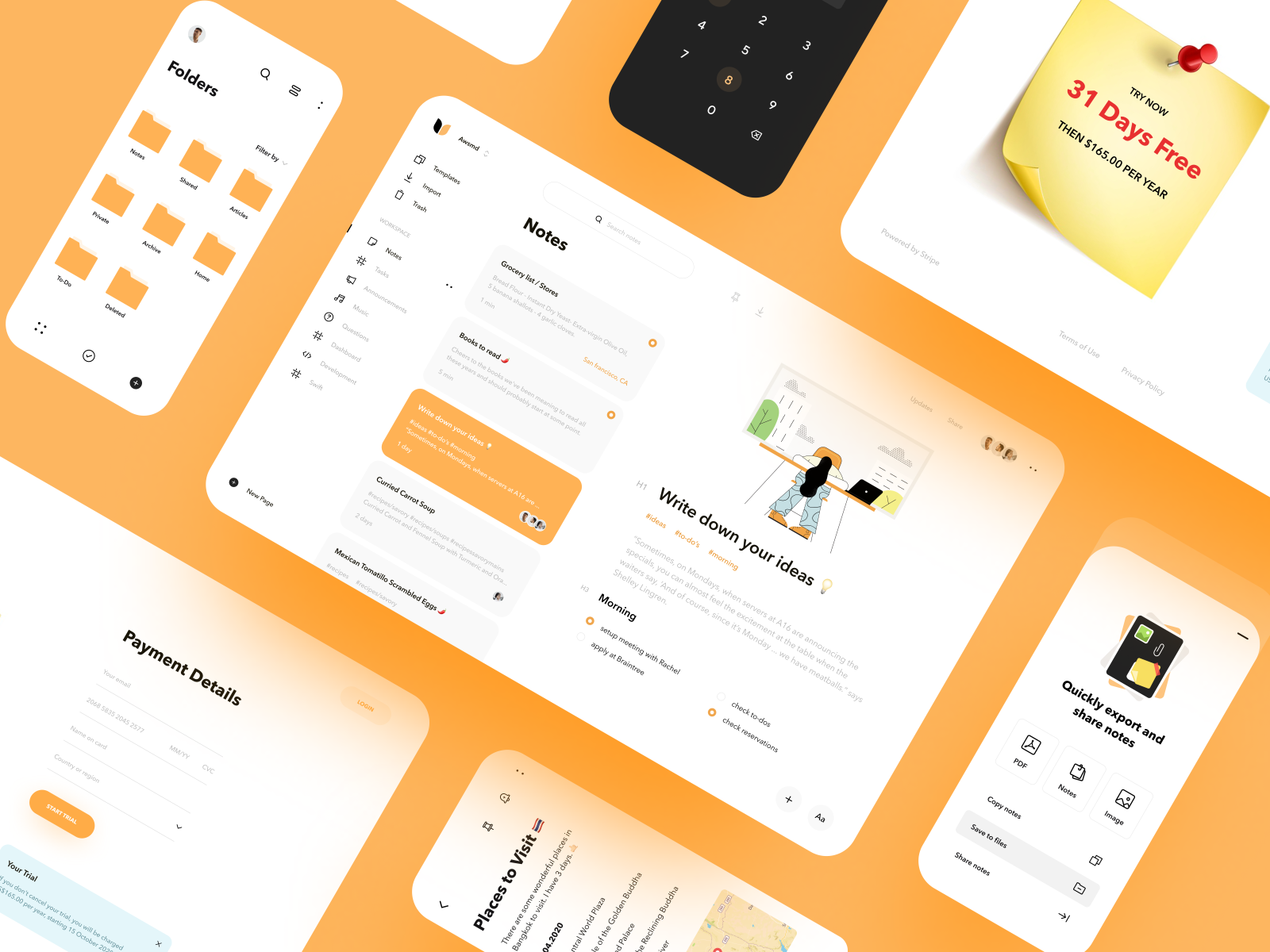 Notes Organizer UI Map by Anton Mihalcov for Awsmd on Dribbble