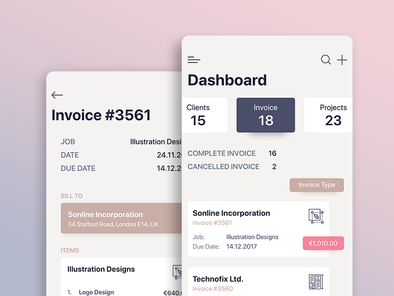 Invoice Dashboard by Viktorija Krajchevska on Dribbble