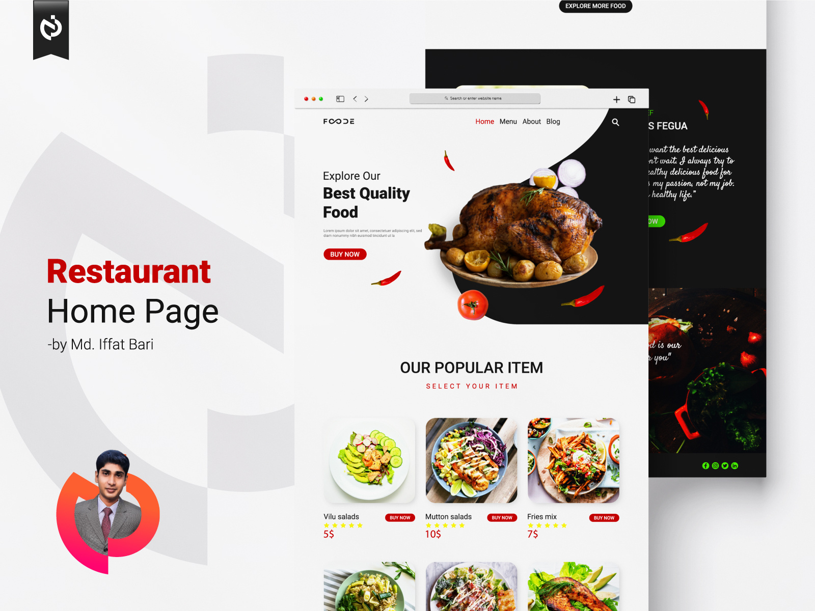 Restaurant | Food Home Page | Landing Page Design by Md Iffat Bari on ...