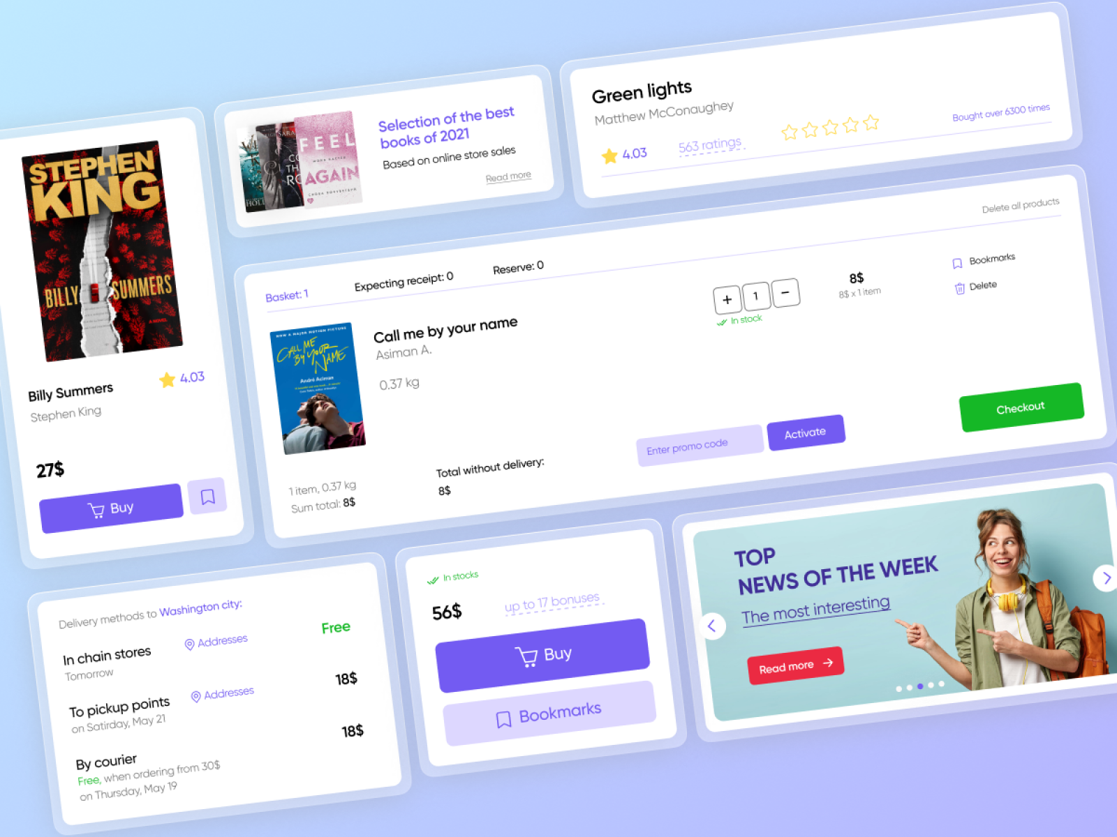 UI Kit for Bookstore by Viktoriya Ritter on Dribbble