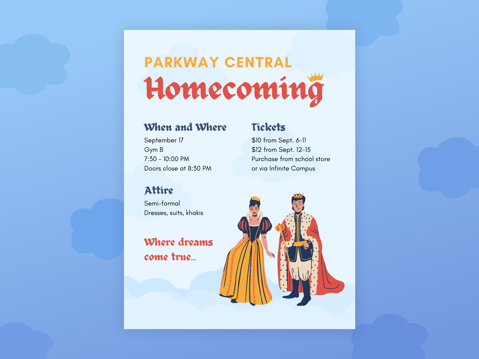 Homecoming School Dance Informational Flyer by Emily Huang on Dribbble