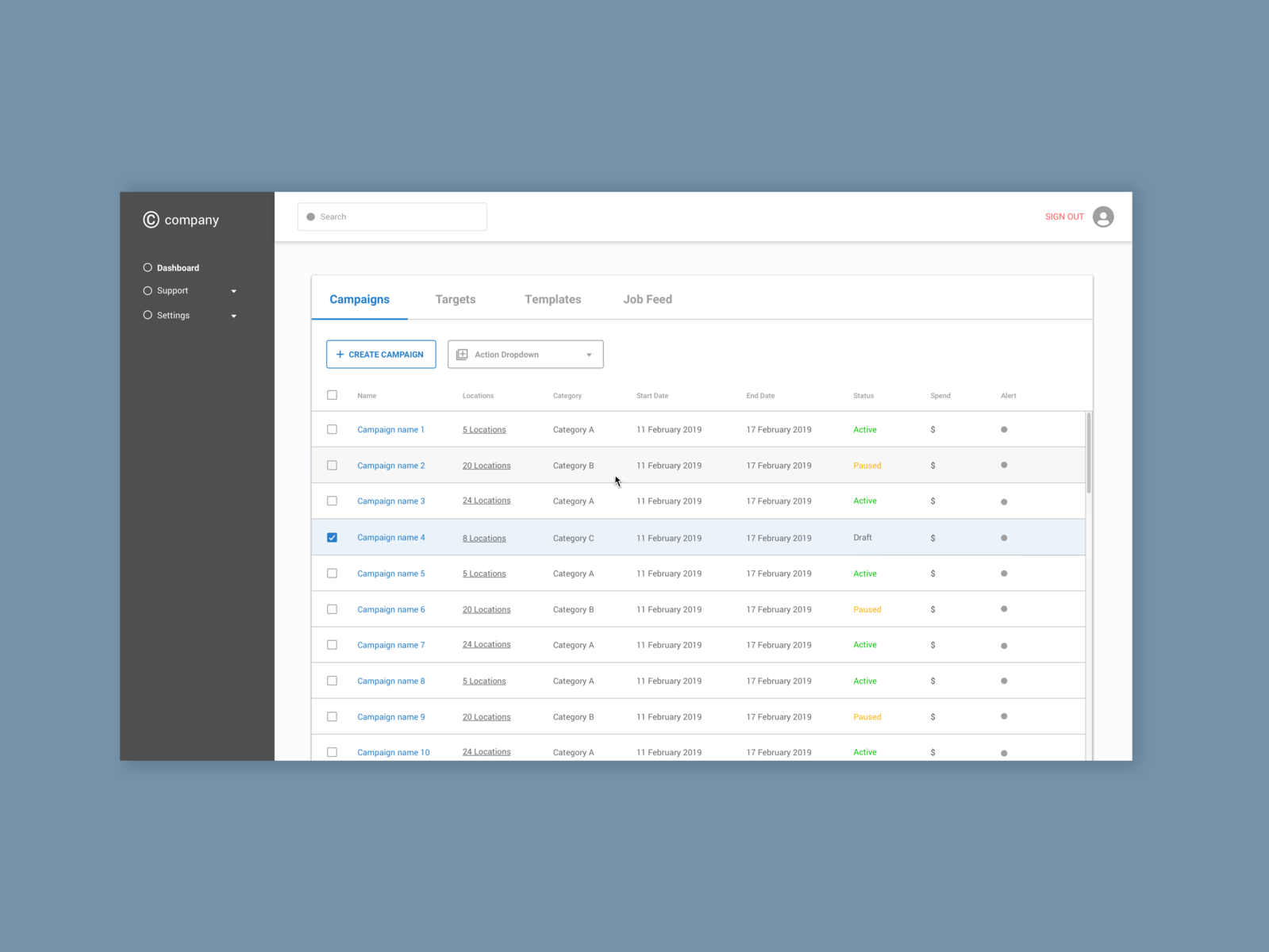 Dashboard for Job Posting Automation Tool by Cam Brand on Dribbble