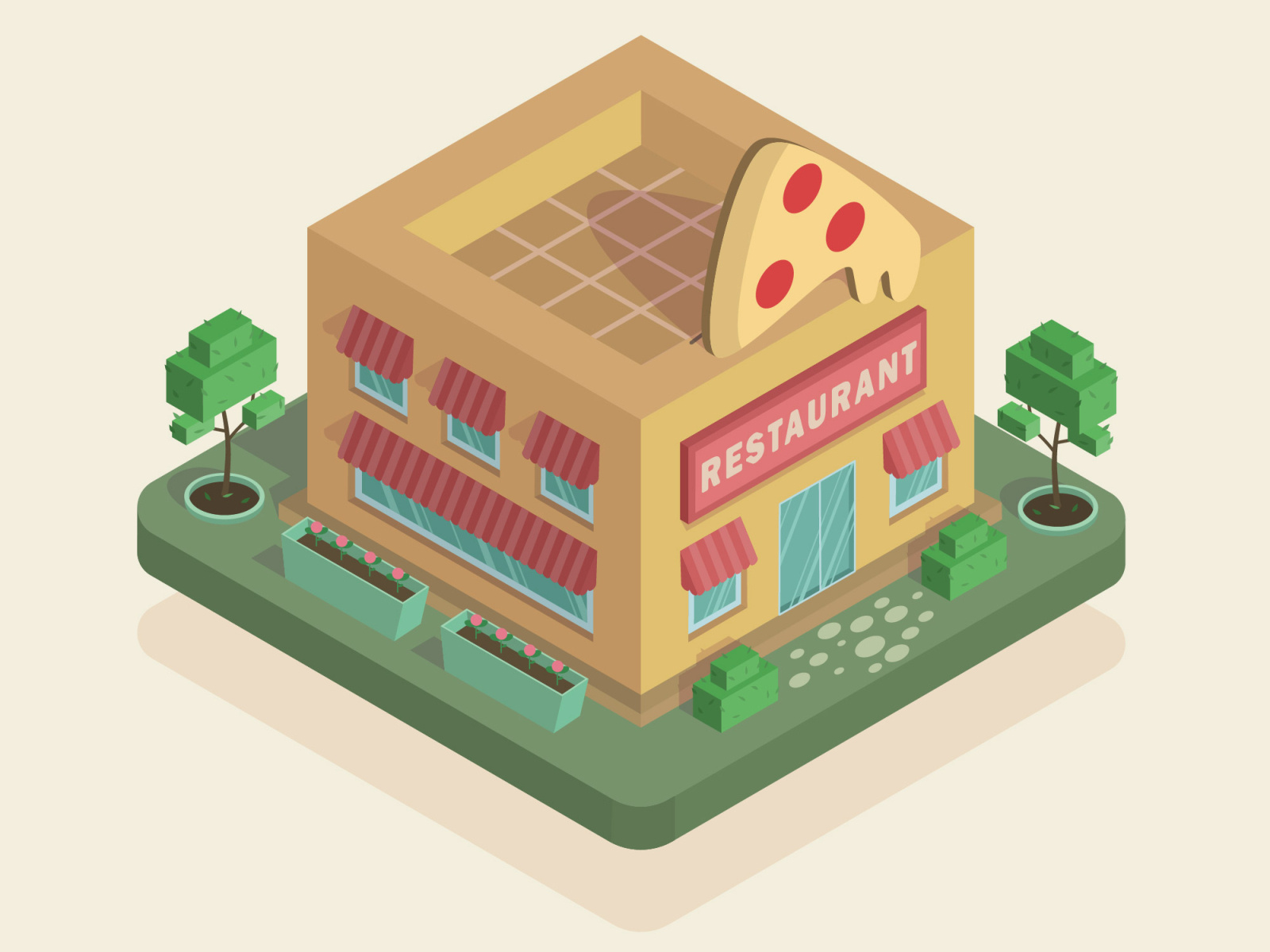 Restaurant isometric by Anita on Dribbble