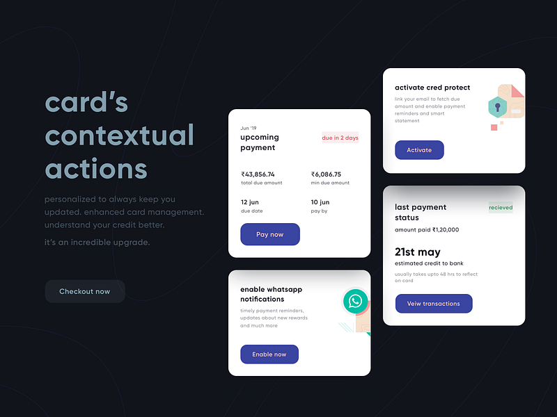 CRED 2.0 | Contextual Card Actions by Nandini Gangal for CRED on Dribbble