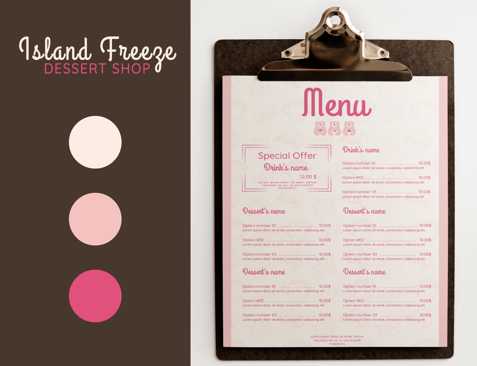 Dessert Shop Menu Design + Color Palette by Ellen Carty on Dribbble