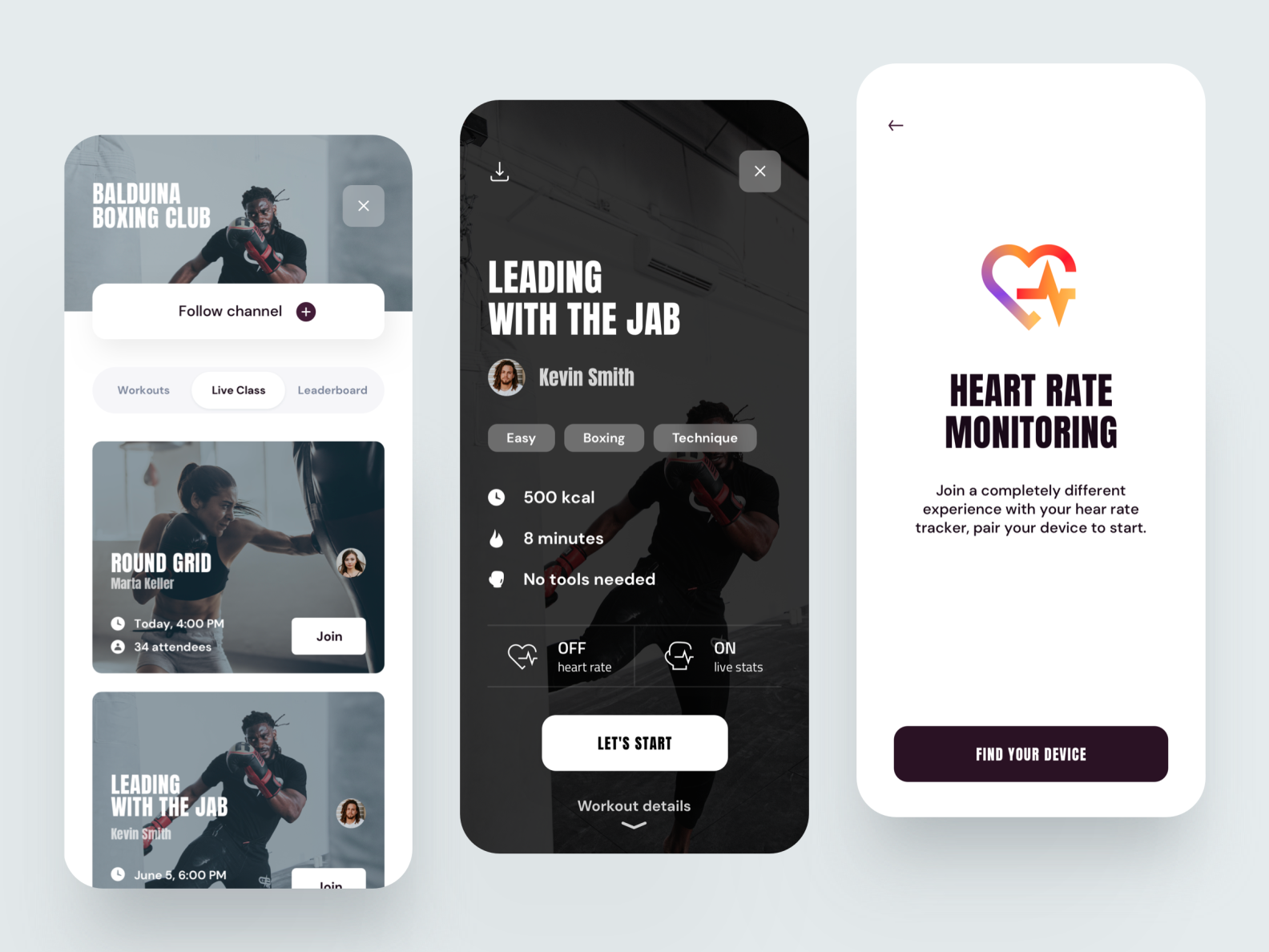 Boxing App by Lorenzo Perniciaro for Fireart Studio on Dribbble