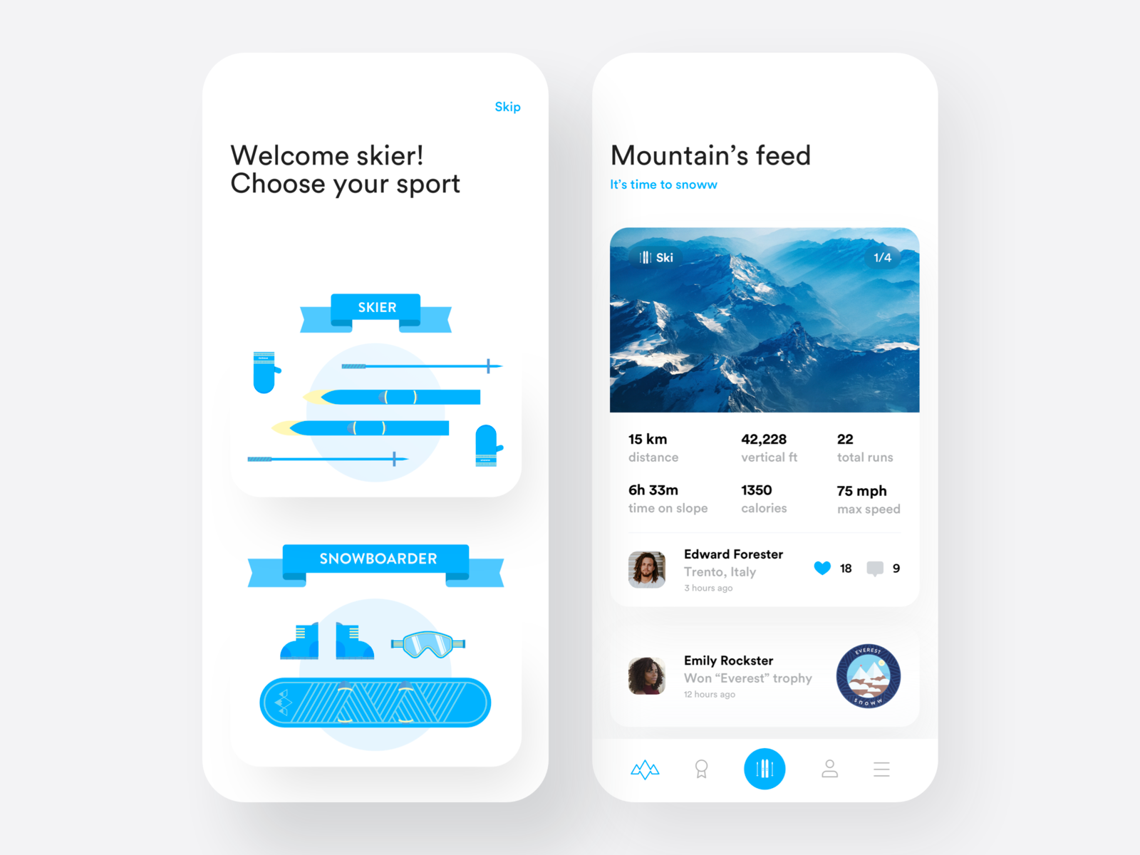 Mountain tracking app by Lorenzo Perniciaro on Dribbble
