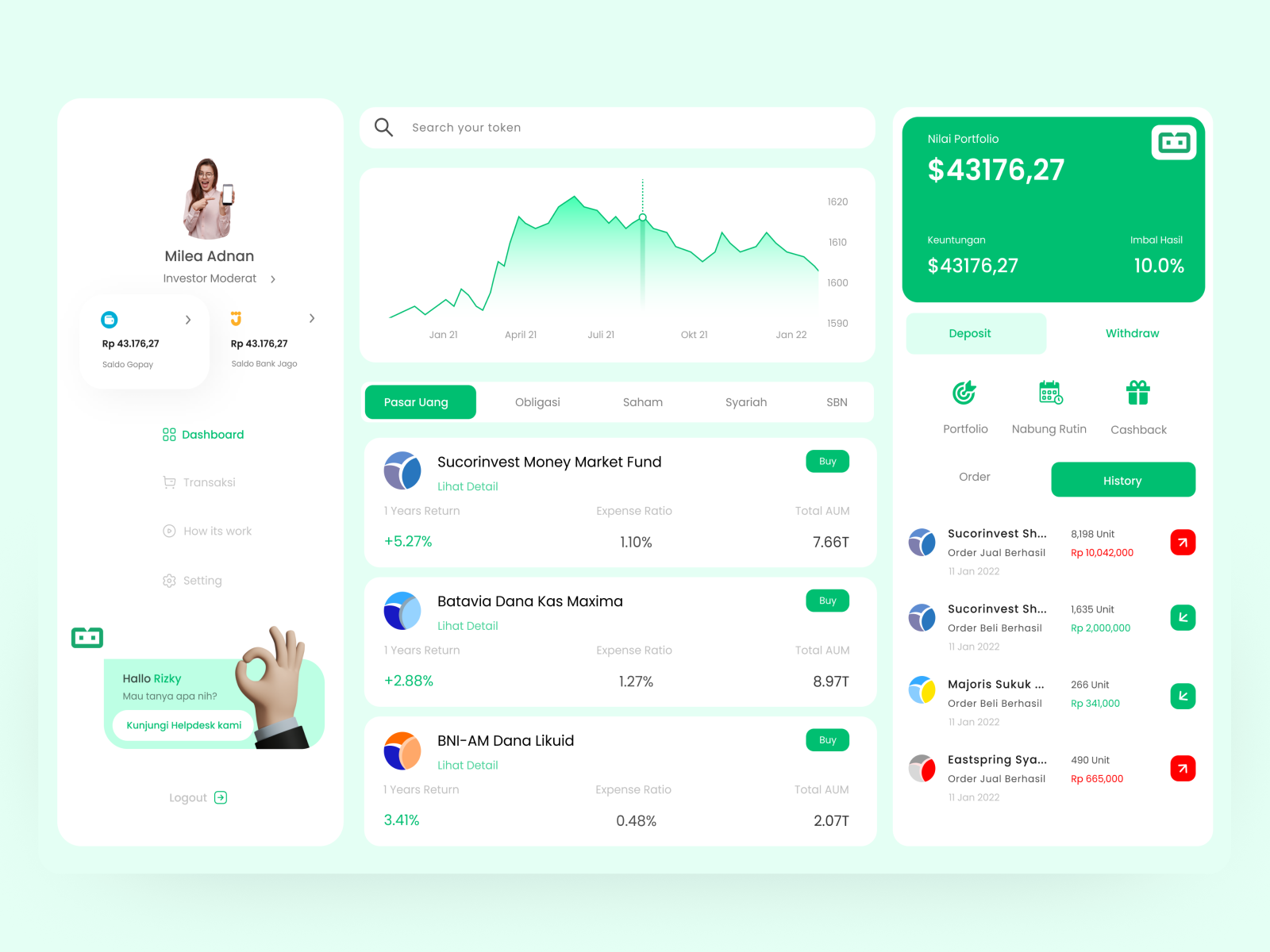 Dashboard Bibit App by Rizky Al Farizy on Dribbble
