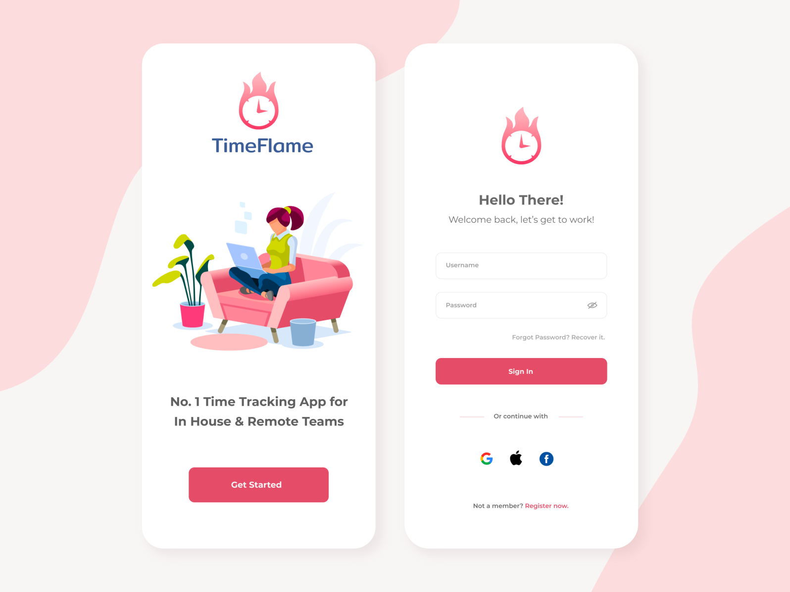 TimeFlame Time Tracking Login Page by Sofija Gadjanski on Dribbble