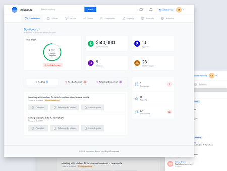 Insurance Agent Dashboard by Gitaadi on Dribbble