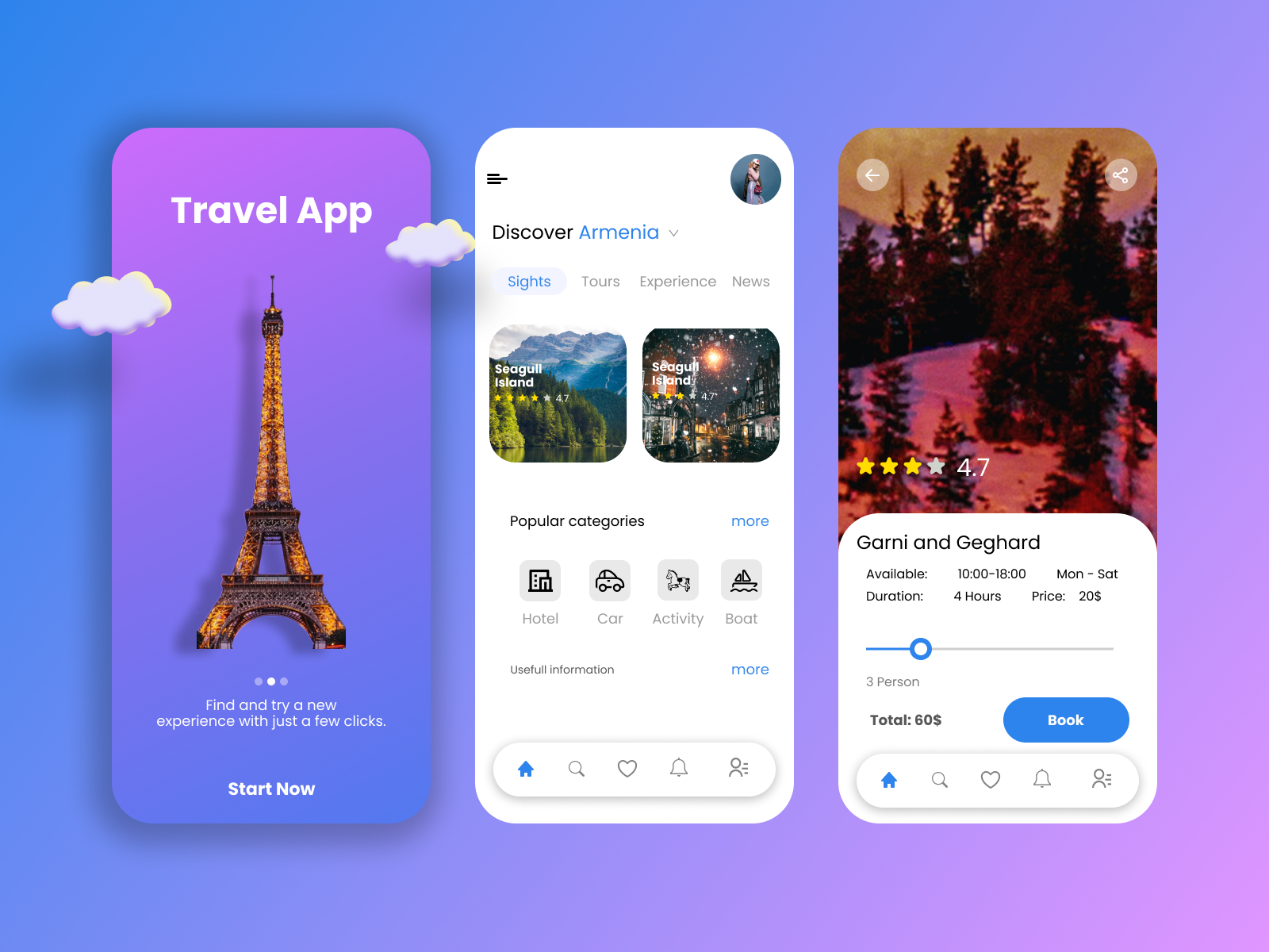 Travelling App Design by TrendyTech Pro on Dribbble