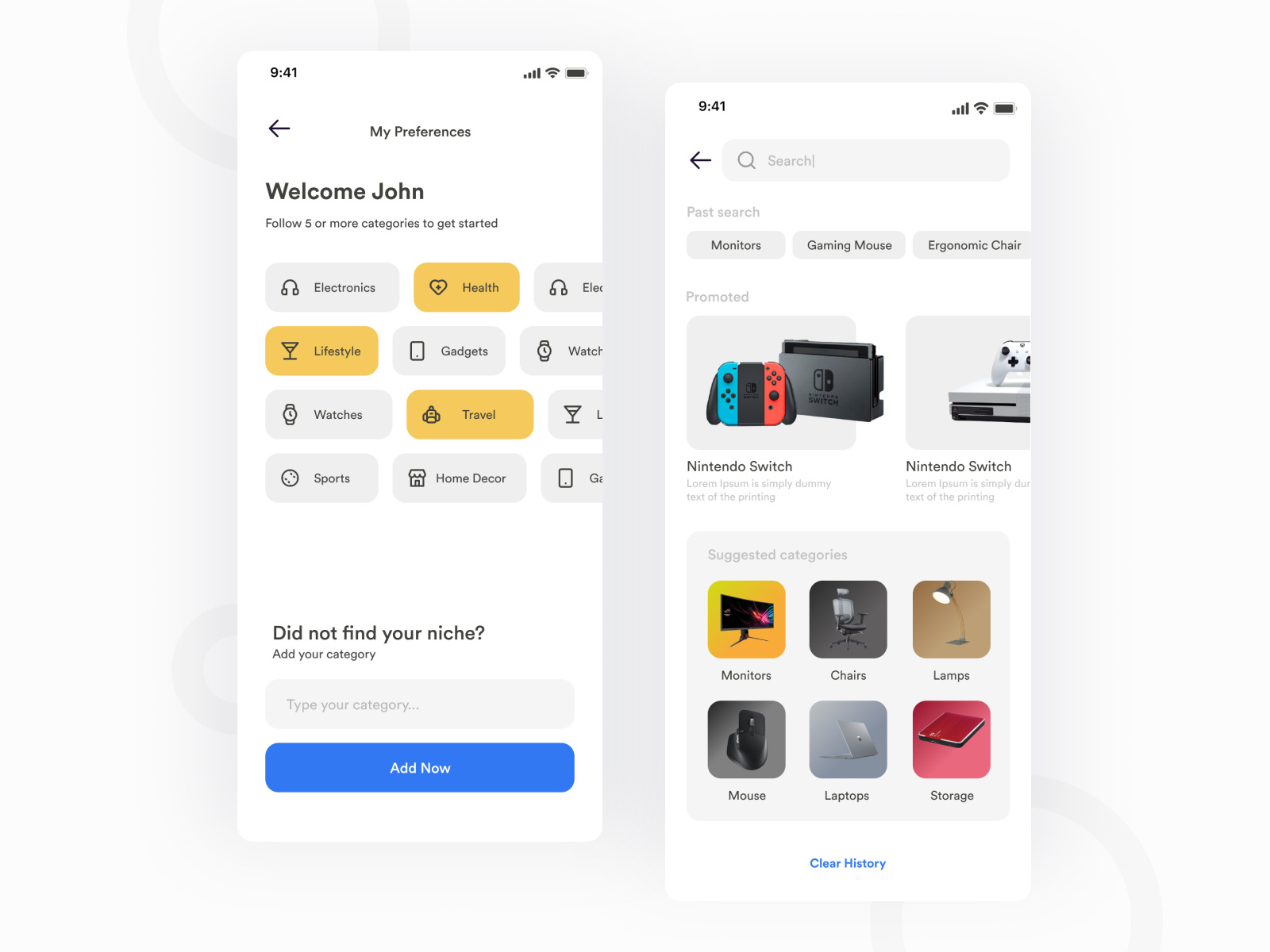 Preference Selection & Search by Ronnie on Dribbble