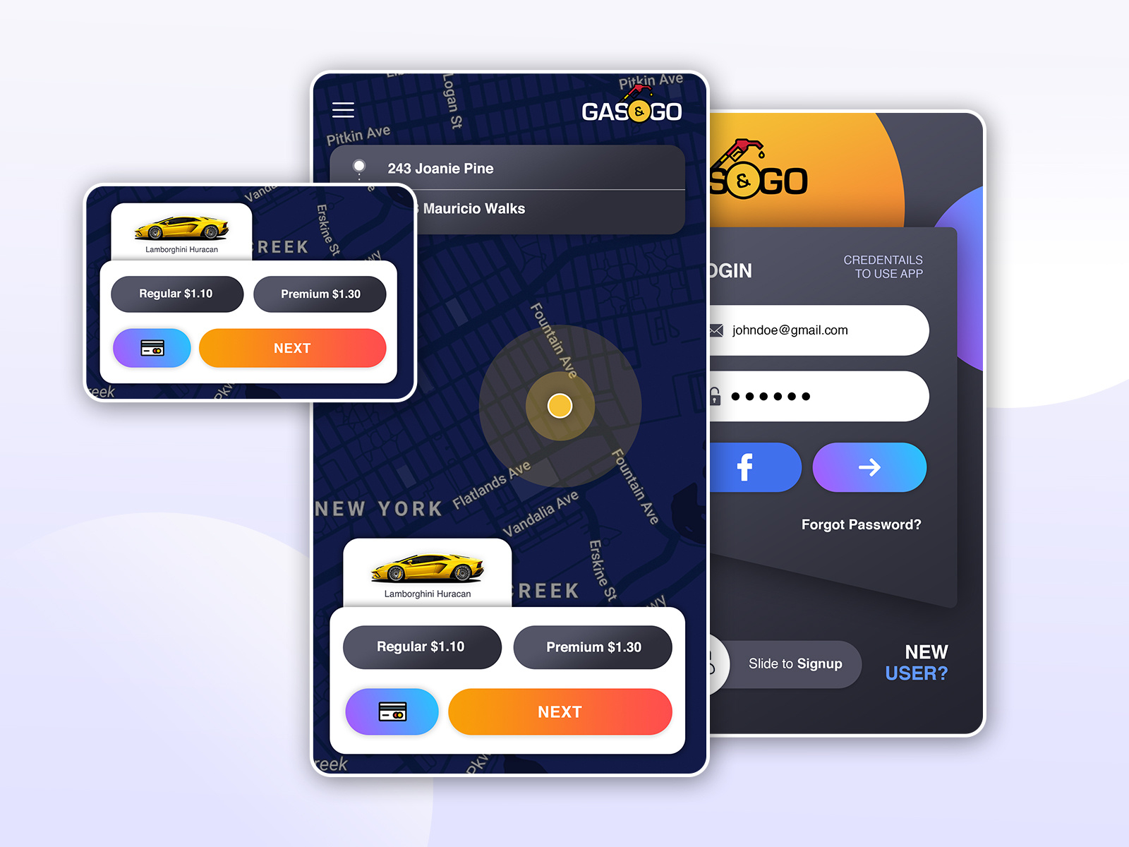 Gas & Go - Fuelling App UI by Ronnie on Dribbble