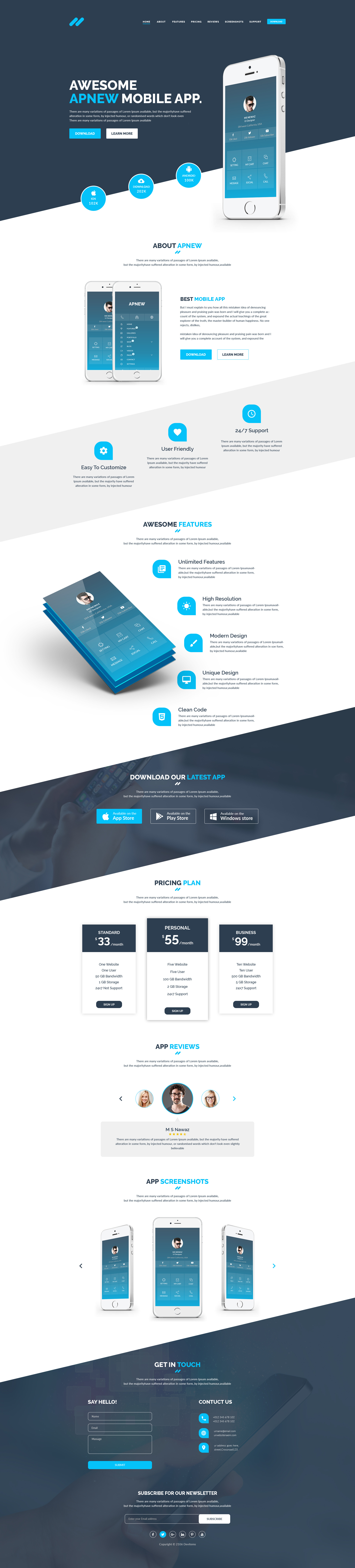 Apnew – Multipurpose Landing Page Template by DevItems on Dribbble