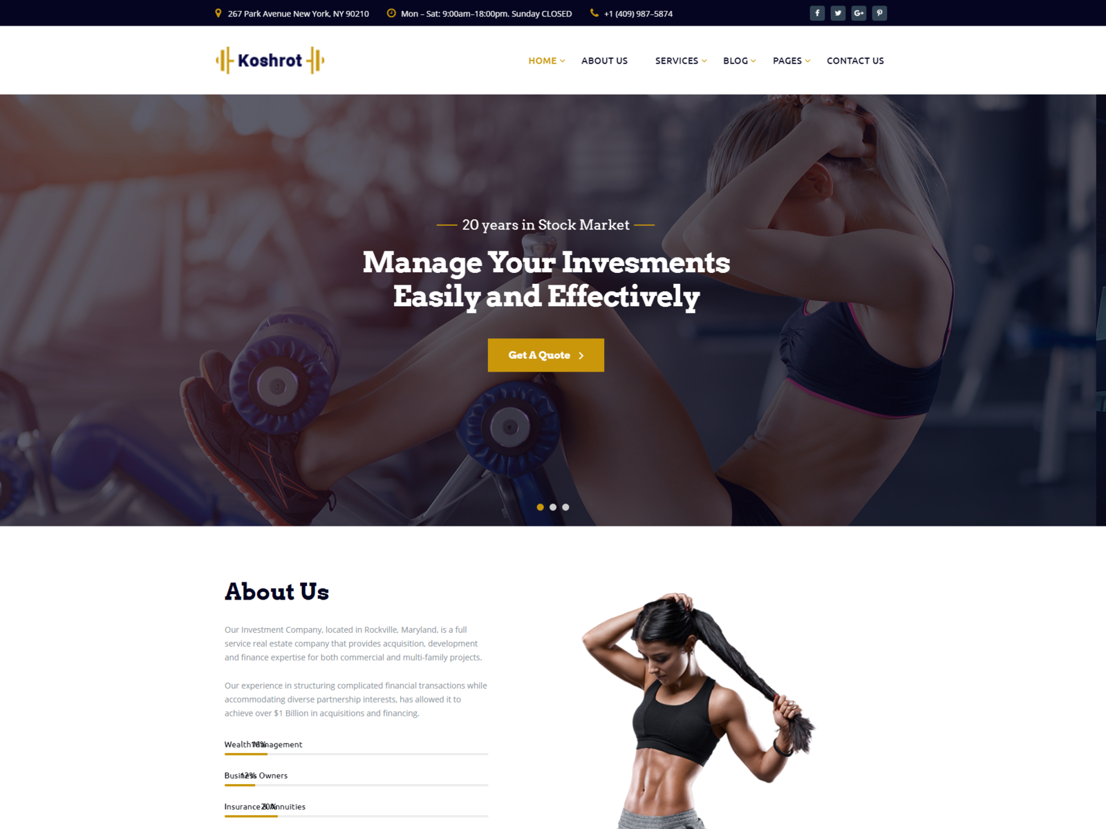 Koshrot Gym Fitness Html Template With Page Builde by DevItems on Dribbble