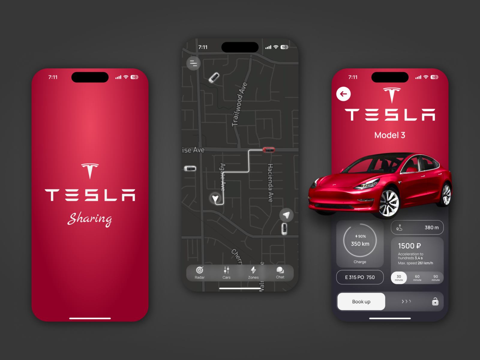 Tesla Sharing App by M L on Dribbble