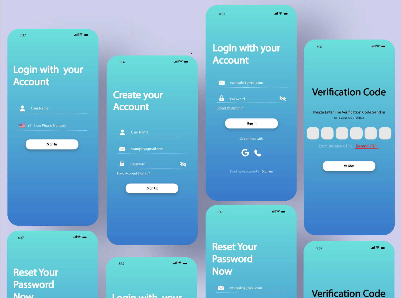 Login / Register /OTP with Flutter by EL Mehdi Merzaqui on Dribbble