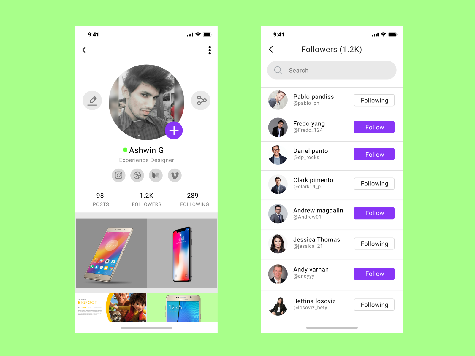 User Profile Design by Ashwin Ganvir on Dribbble
