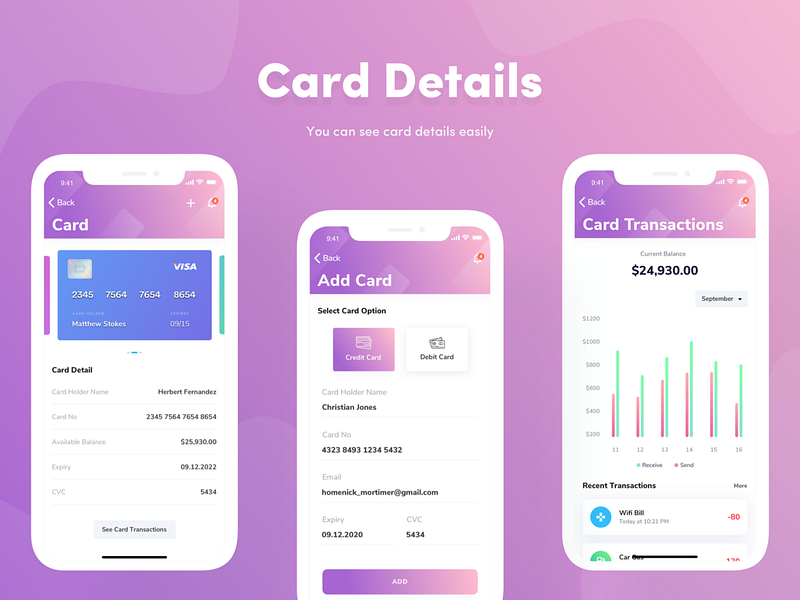 Interaction design for Card Details by Ashwin Ganvir on Dribbble