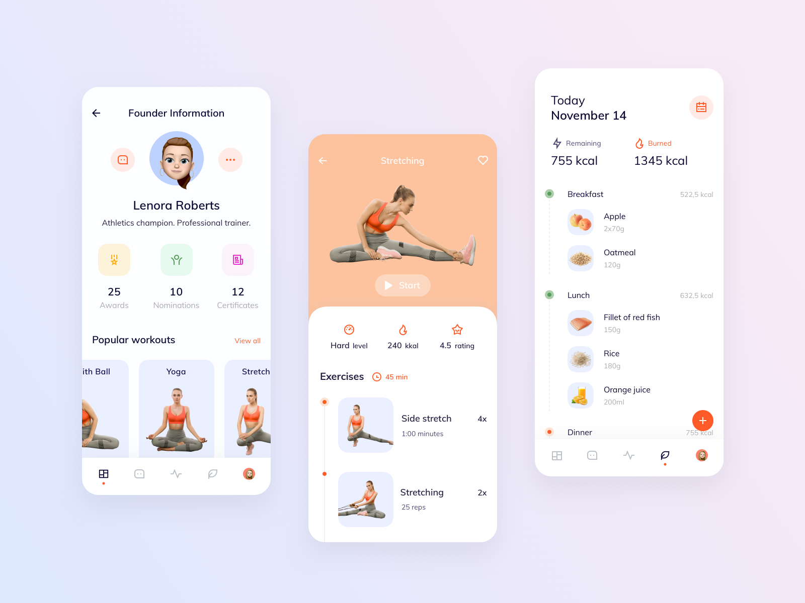 Personal fitness coach app by Cleveroad on Dribbble