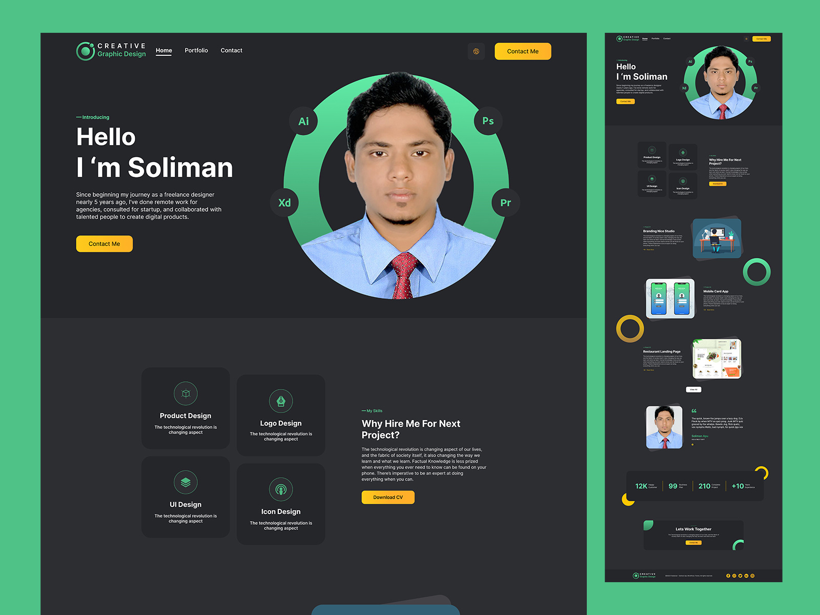 Freelancer Portfolio Website UI Templated Design by Soliman Apu on Dribbble