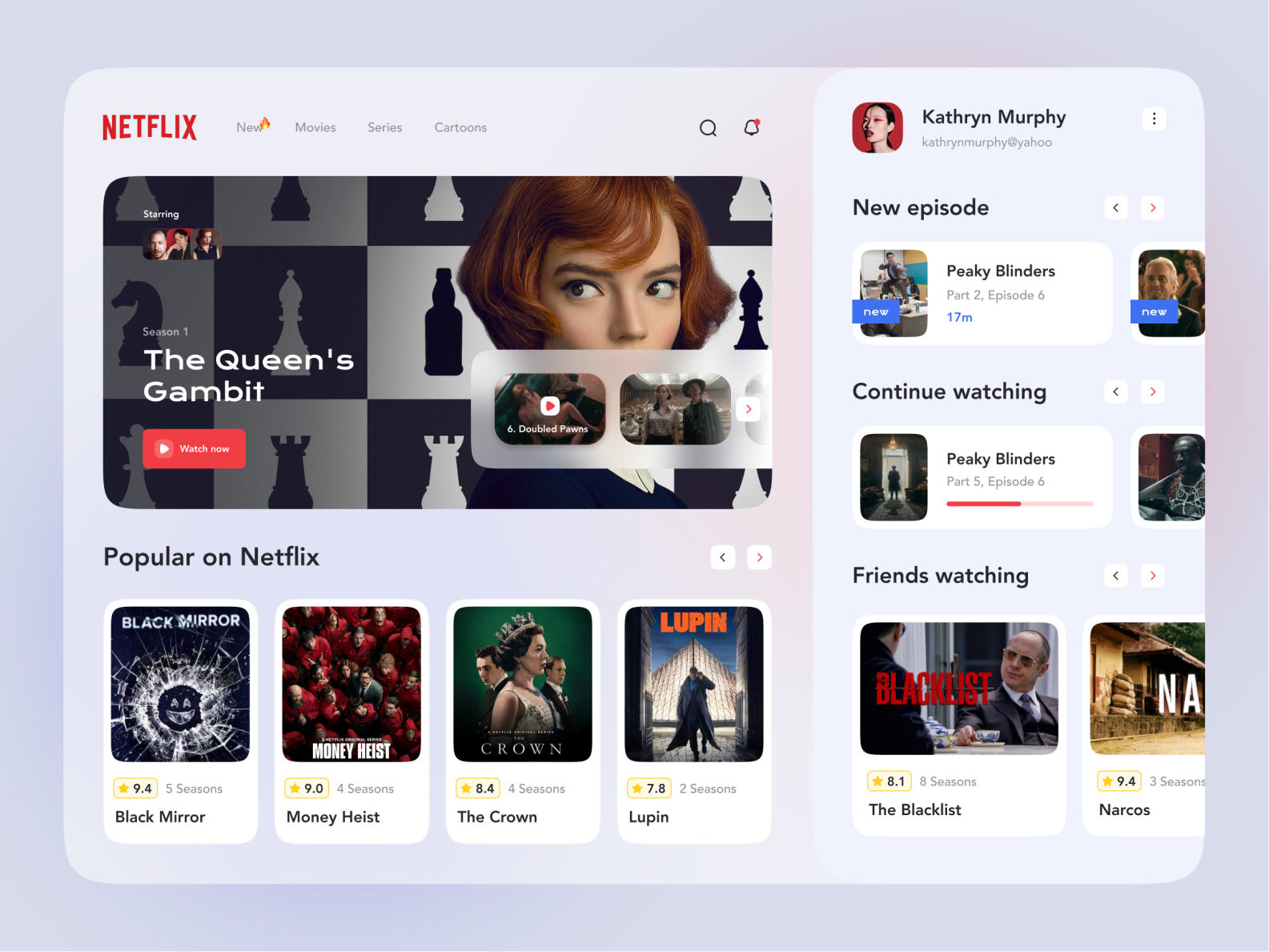 Netflix TV App Concept by Dis Bashlaev for Dinarys on Dribbble