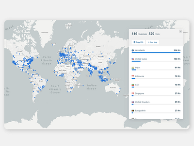 Map of IP Addresses' Locations by Shubham Jain on Dribbble