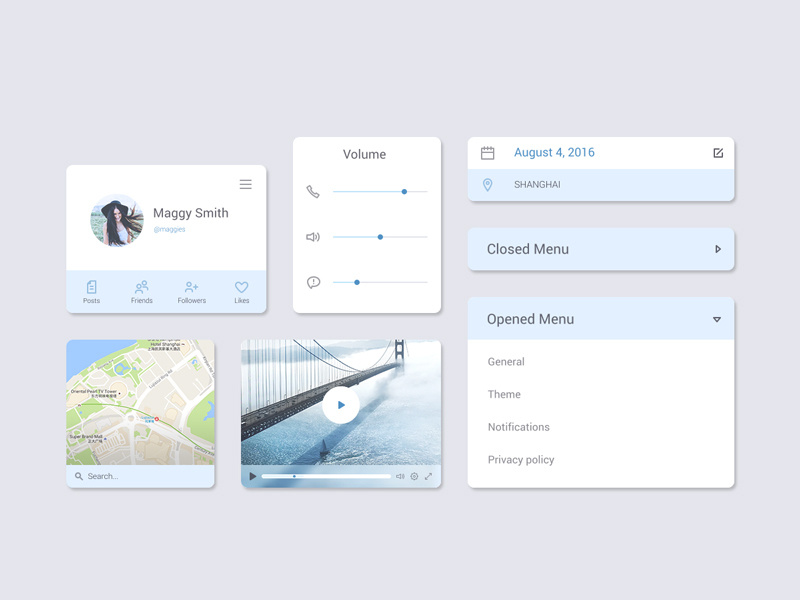 Light Widgets UI Kit by Roxana Carabas on Dribbble
