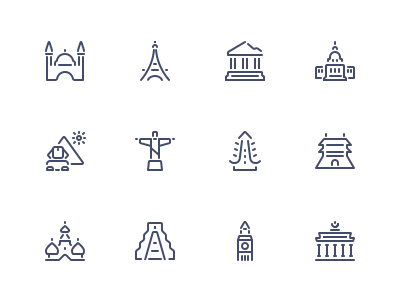 Landmark icons by lia_eye_ on Dribbble