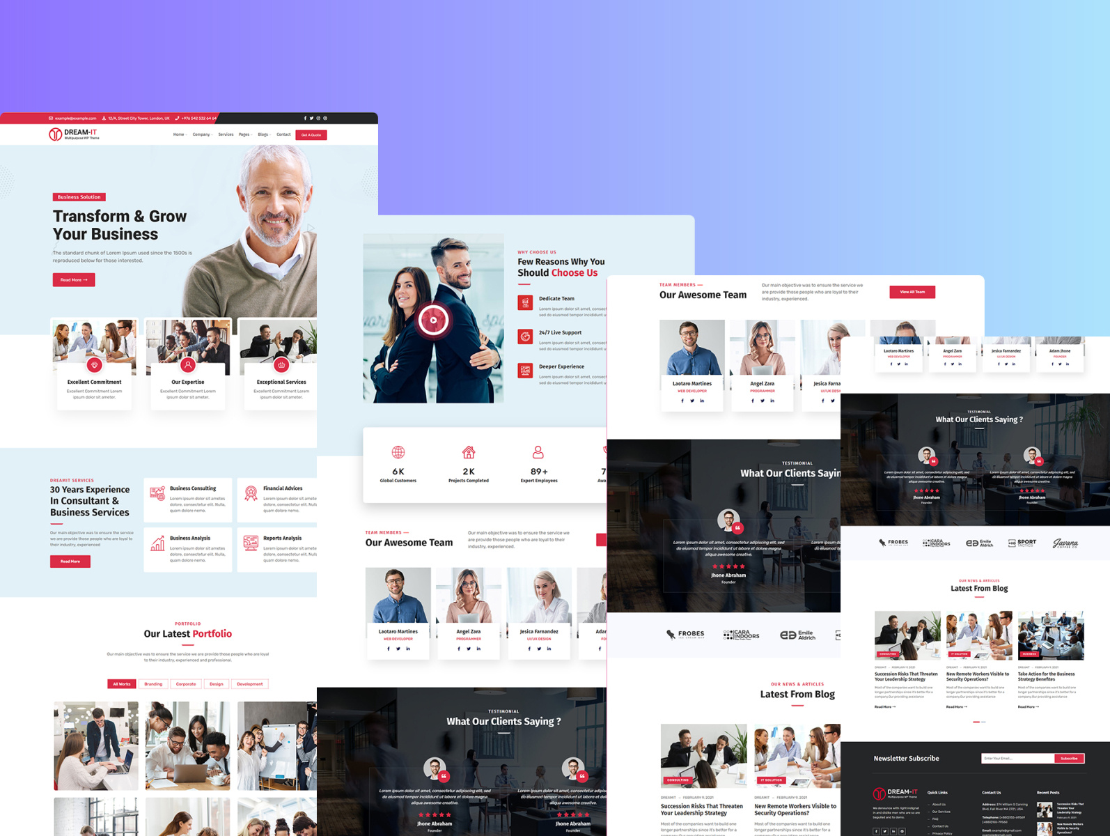 DreamIT - Multi-Purpose WordPress Theme by Hossen Babu Orfe Hira on Dribbble
