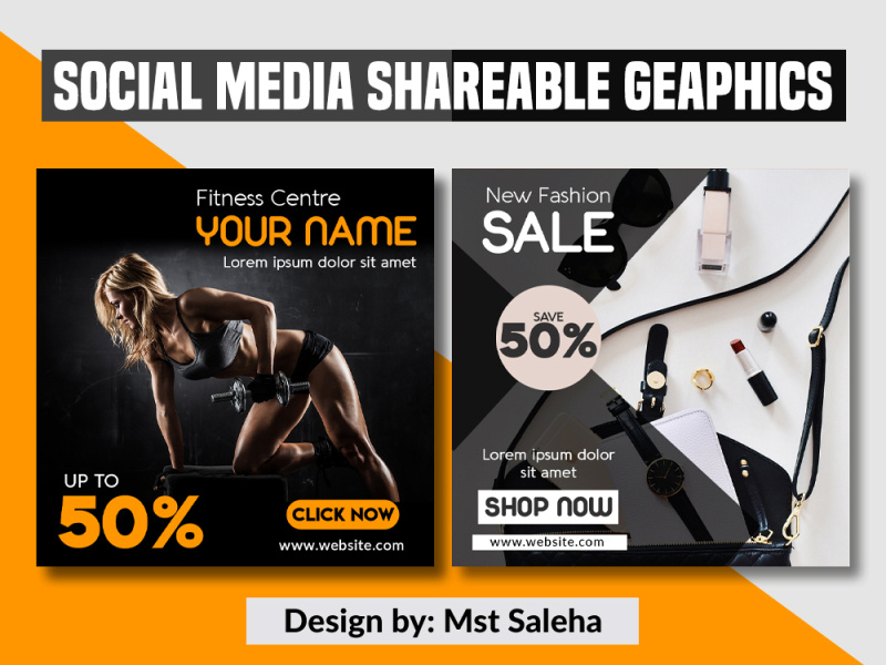 Social media shareable graphics by saleha begum on Dribbble