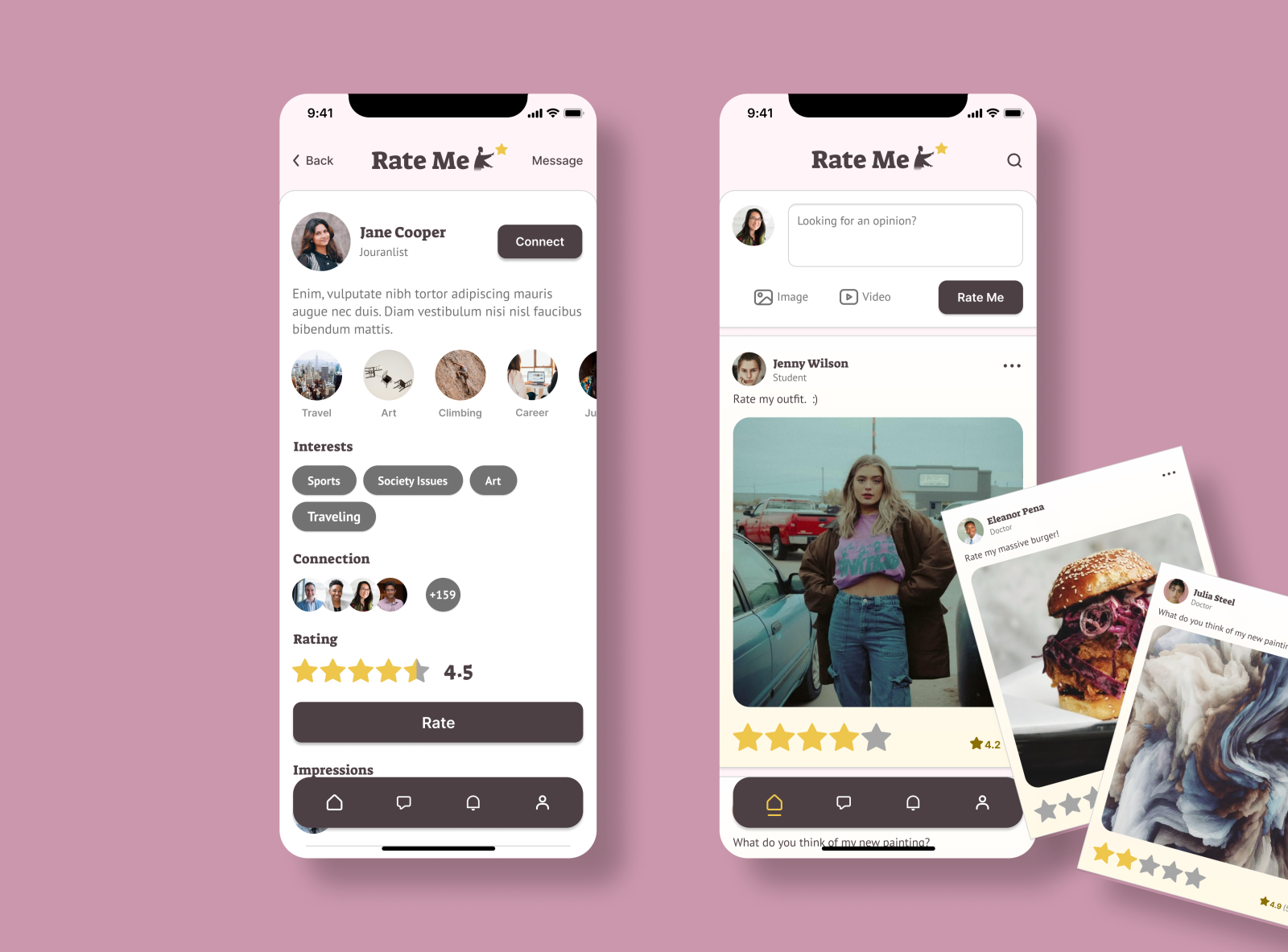 Rate Me- Social Media Mobile Application by Yasmine Magdy on Dribbble