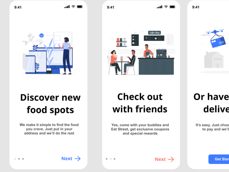 An Onboarding sample design app by Deji Adesokan on Dribbble