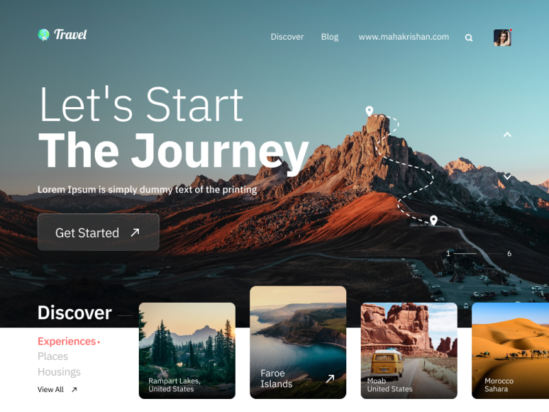 Day 16 Travel Website UI Header Practice by Mahakrishan Lohar on Dribbble