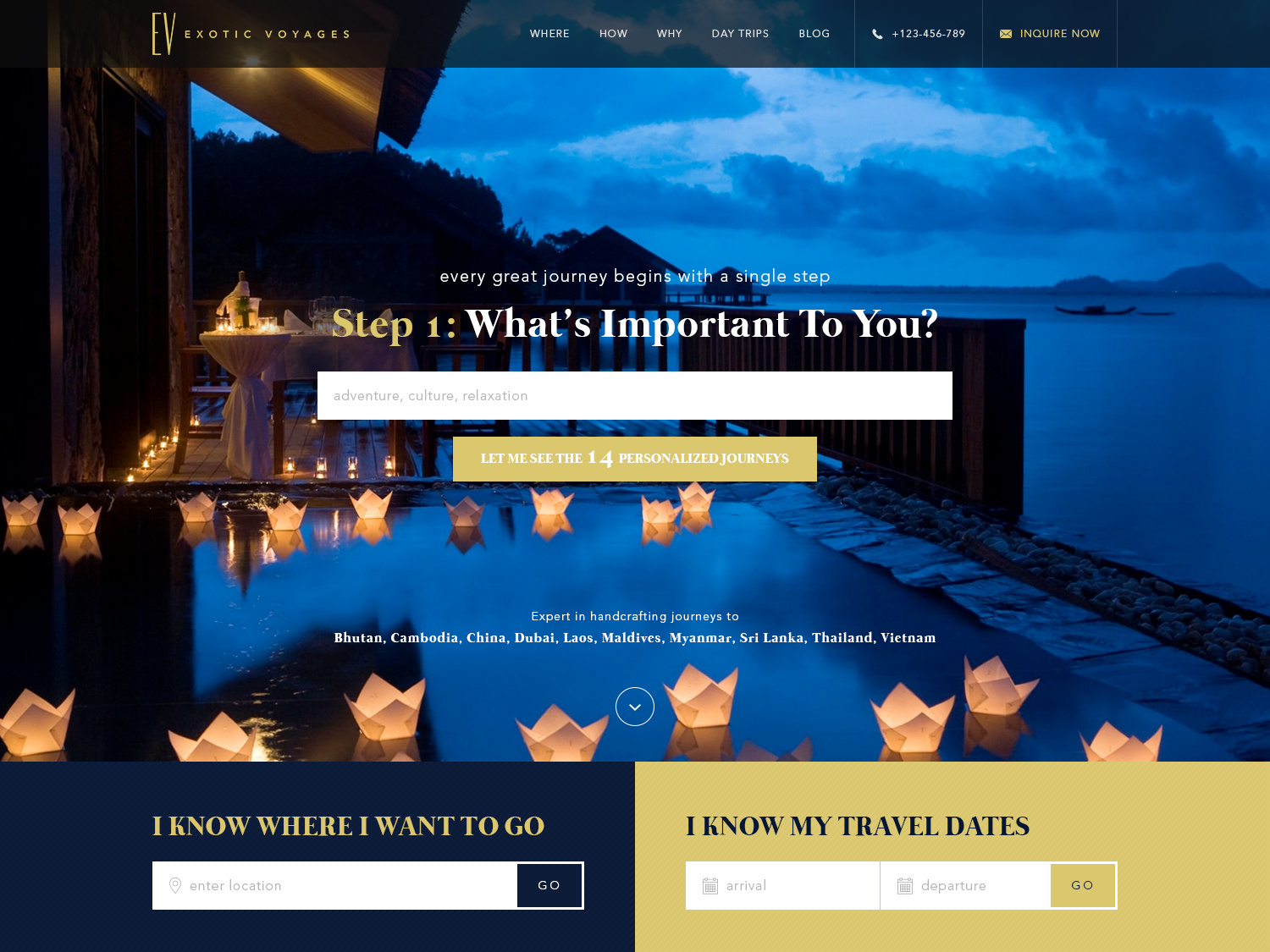 Exotic Voyages - Home Page Design by ESolz on Dribbble