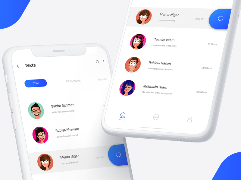 Social App UI - 'Texts' by Faruque-E-Azam on Dribbble