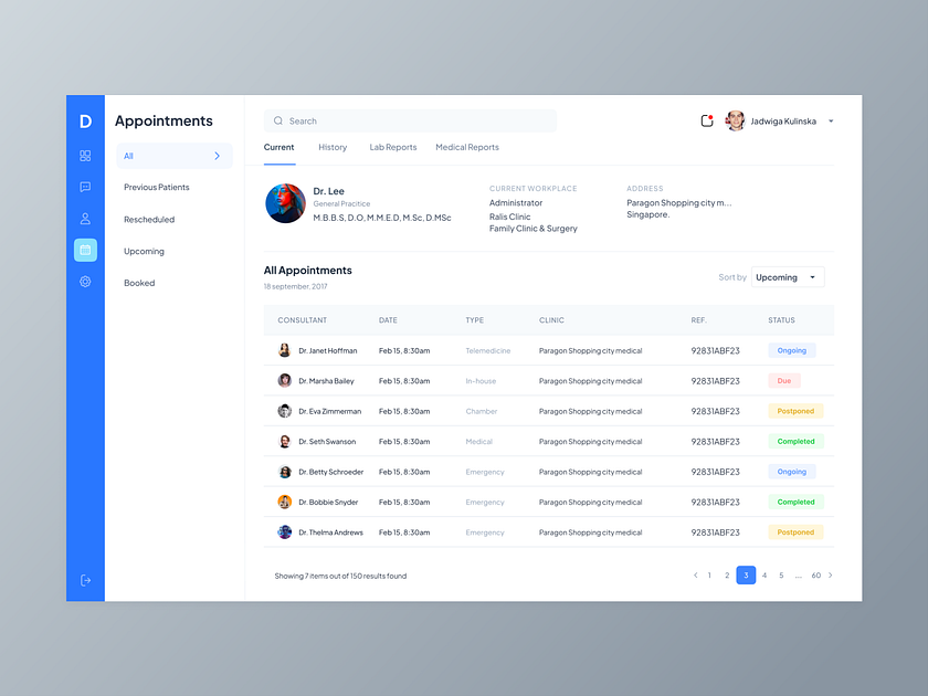 medical appointment dashboard ui by Shourav 🔥 on Dribbble