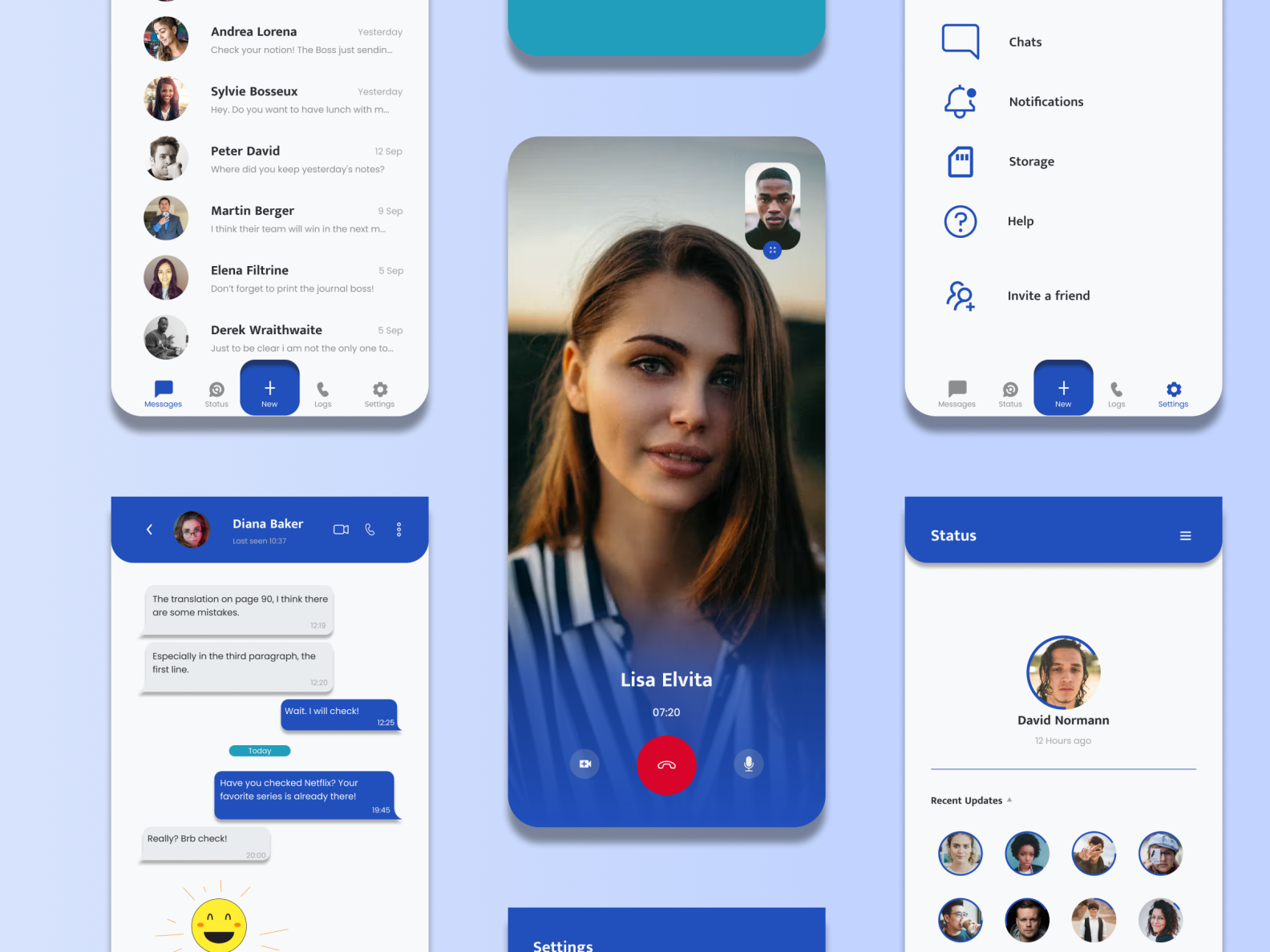 Marichat - Messenger App User Interface (Normal and Dark Mode) by Ivan Setya on Dribbble