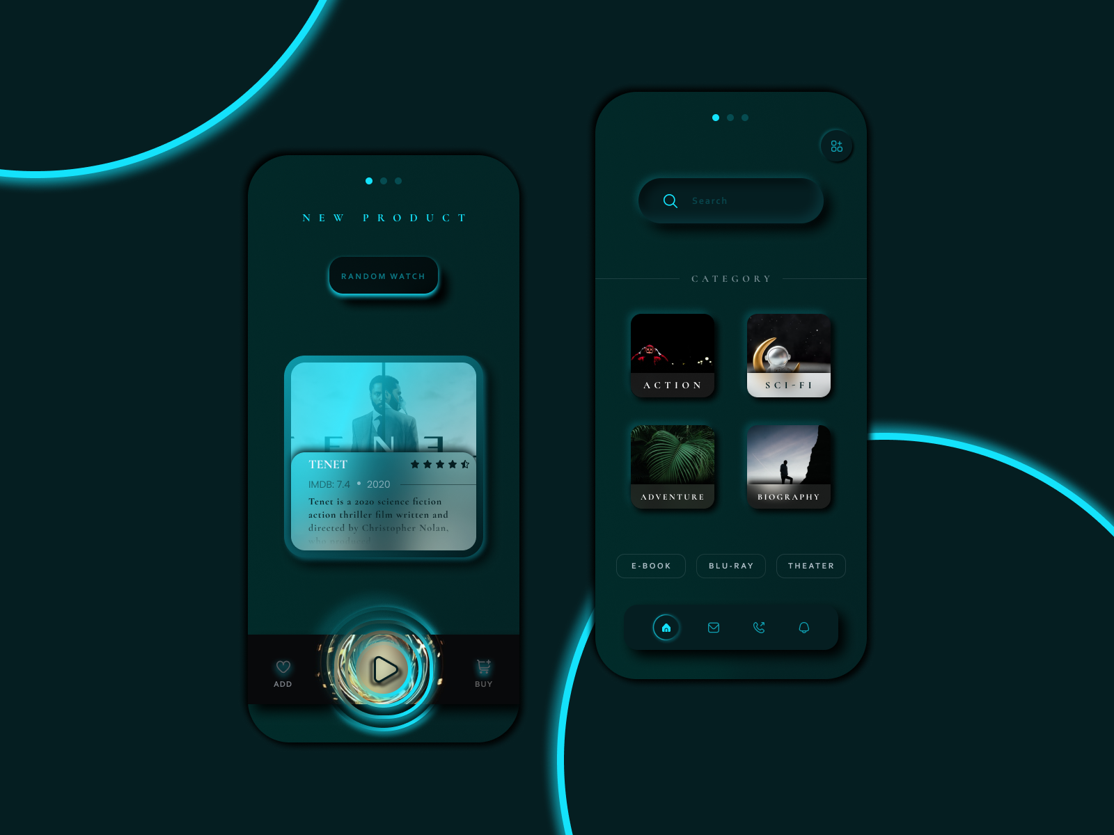 Movie App Dark Theme Mobile UI. by Kenan on Dribbble