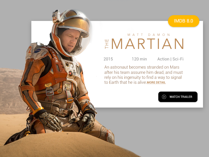 #Daily UI - Movie Card by Parasuraman Kannan on Dribbble