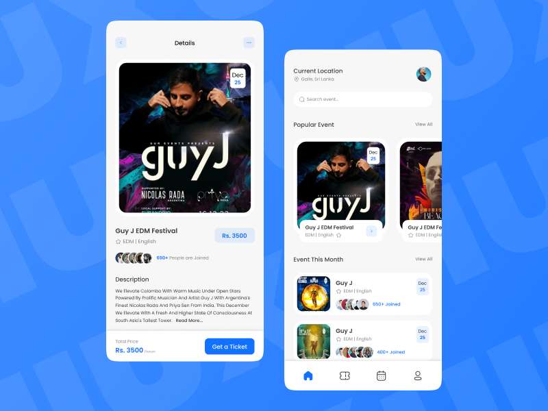 Event Mobile App Design by Kaveesh Yasmin Sandeepa on Dribbble