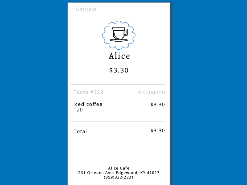 Daily Ui 17 Receipt by Andrea Baker on Dribbble