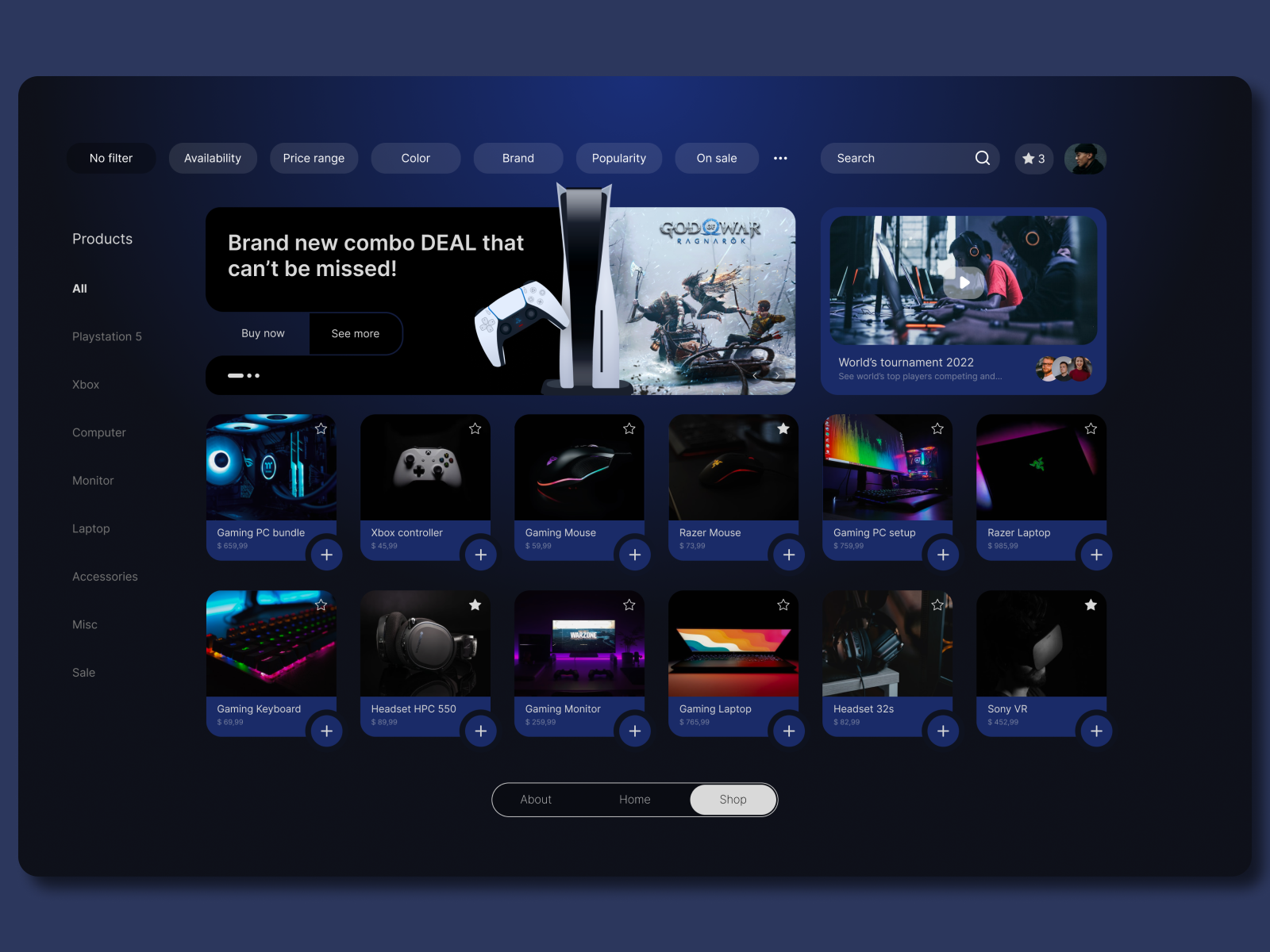 GameTech Project shop by achilleas chaldeakis on Dribbble