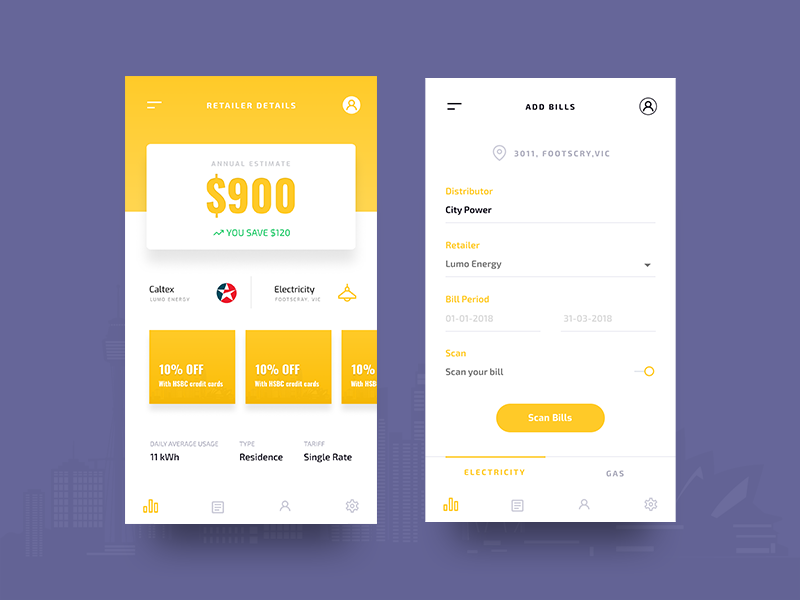 Utility Mobile App UI by Yadhu AU on Dribbble