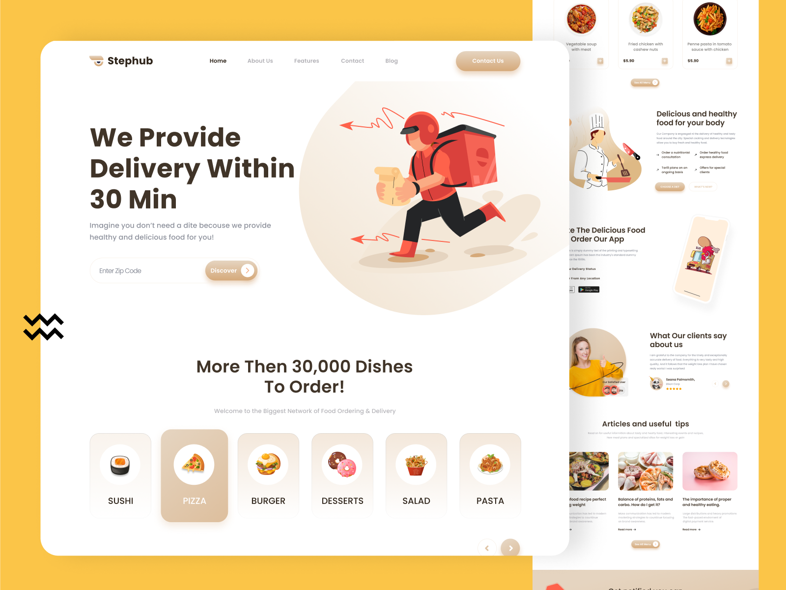 Food Delivery Landing page by Zaheer Abbas on Dribbble