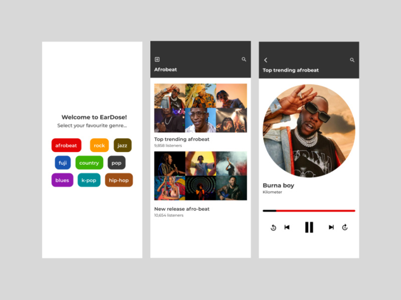 EarDose - Music Streaming App by Oladunni Y.B on Dribbble