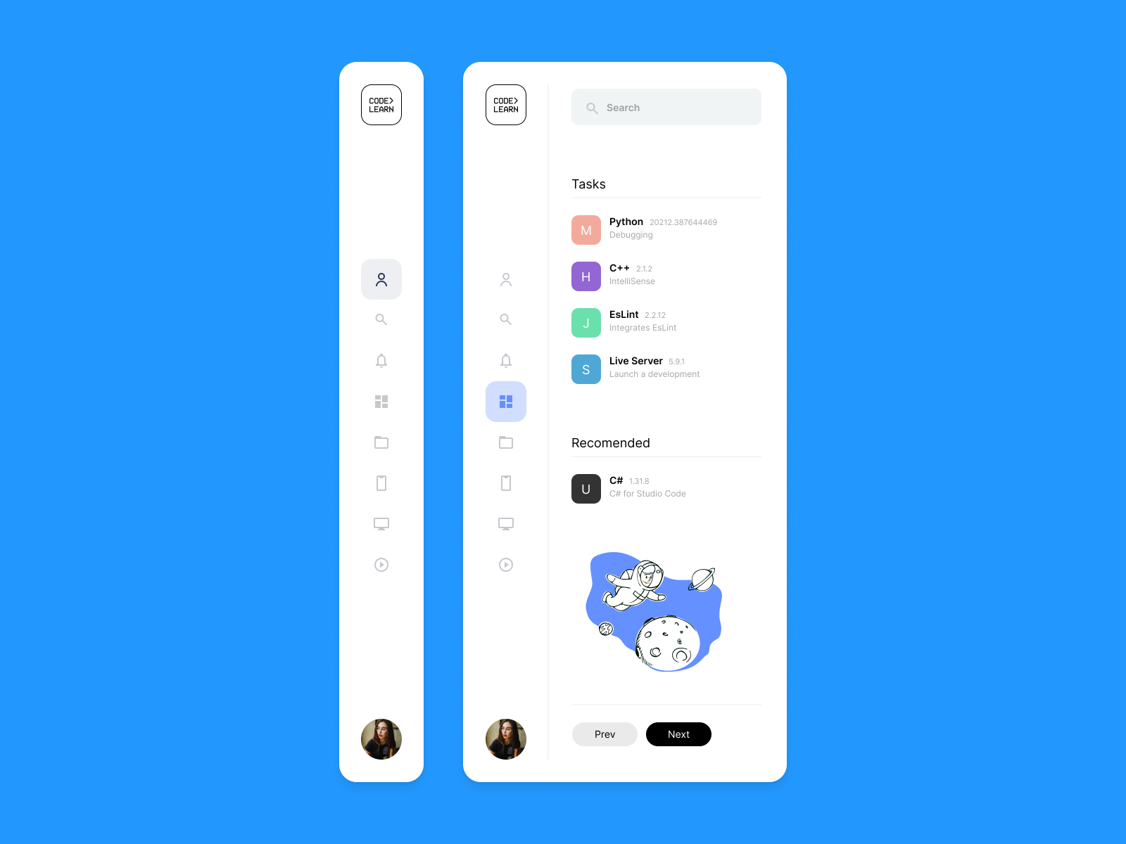 Code learn - Sidebar Design for Mobile App by Mikhail Ovodlayer on Dribbble
