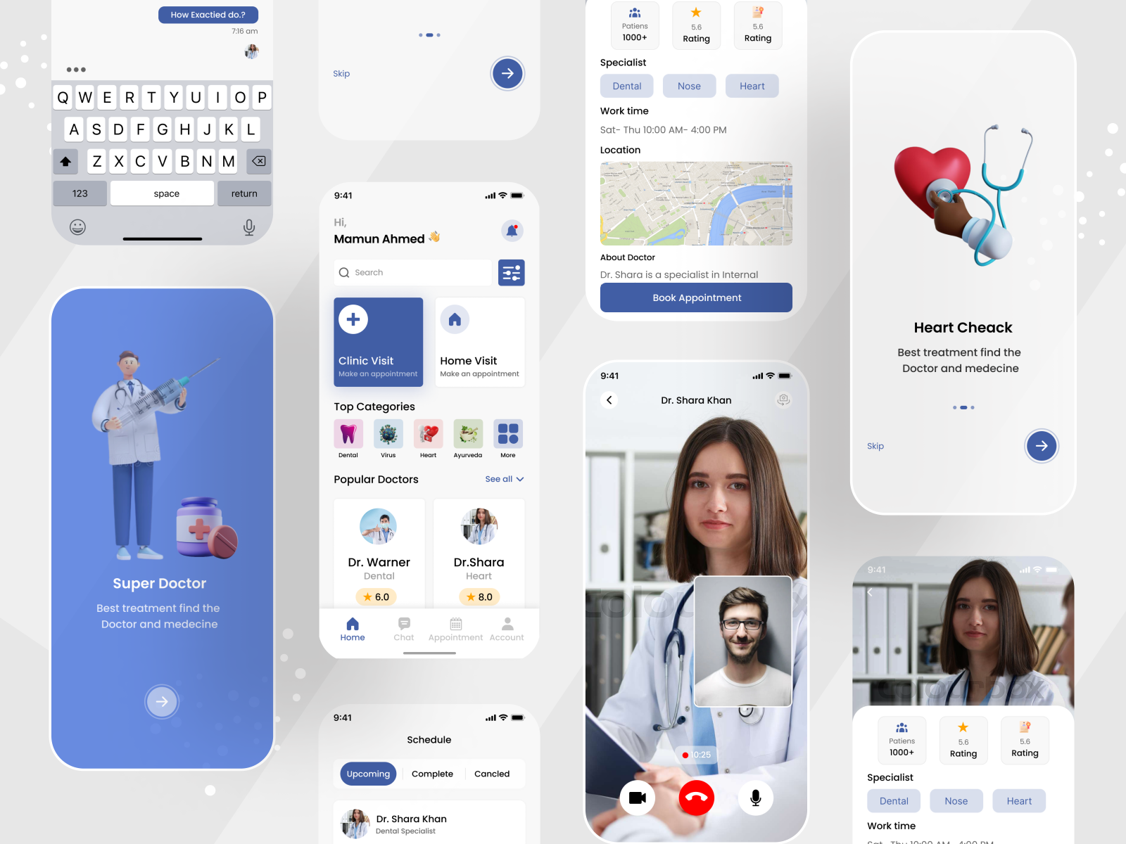 Super doctor mobile app ui design by Mamun Ahmed on Dribbble