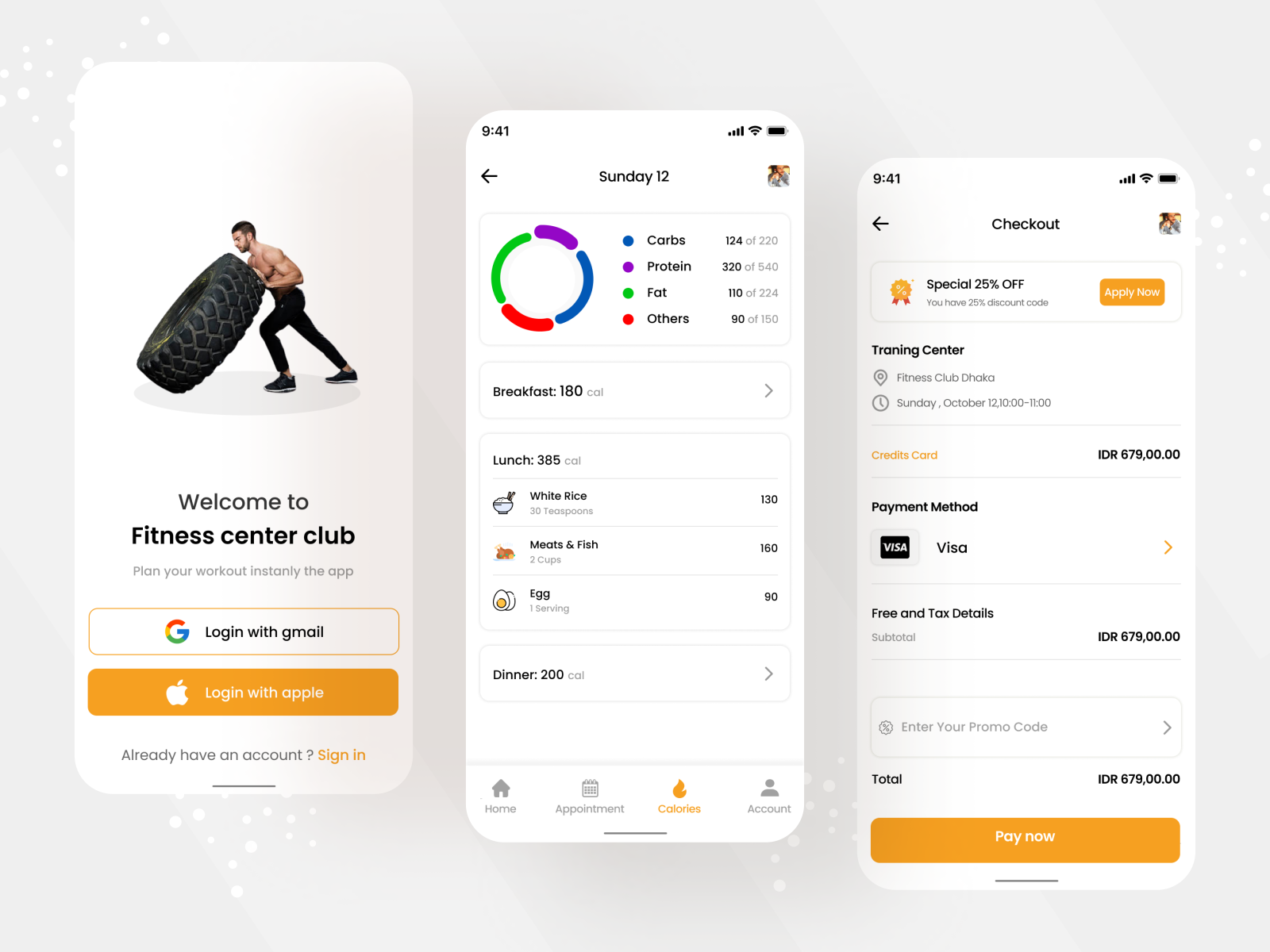 Fitness & workout center mobile app ui design by Mamun Ahmed on Dribbble